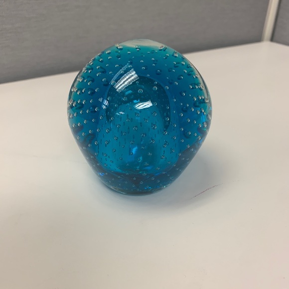Accents | Teal Blue Art Glass Paperweight | Poshmark